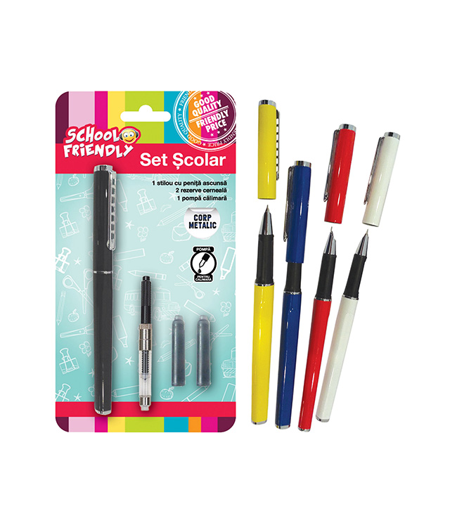 Stilou Basic + 2 Rezerve Metal Cu Penita Ascunsa Pigna - nvpbirotica.ro