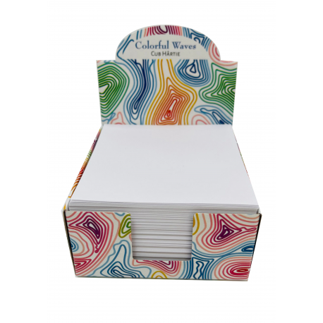 Cub Hartie Alb Cu Suport Carton Colorful Waves - nvpbirotica.ro