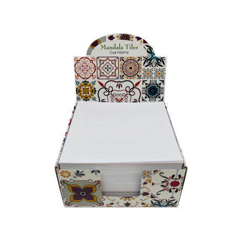 Cub Hartie Alb Cu Suport Carton Mandala Tiles - nvpbirotica.ro