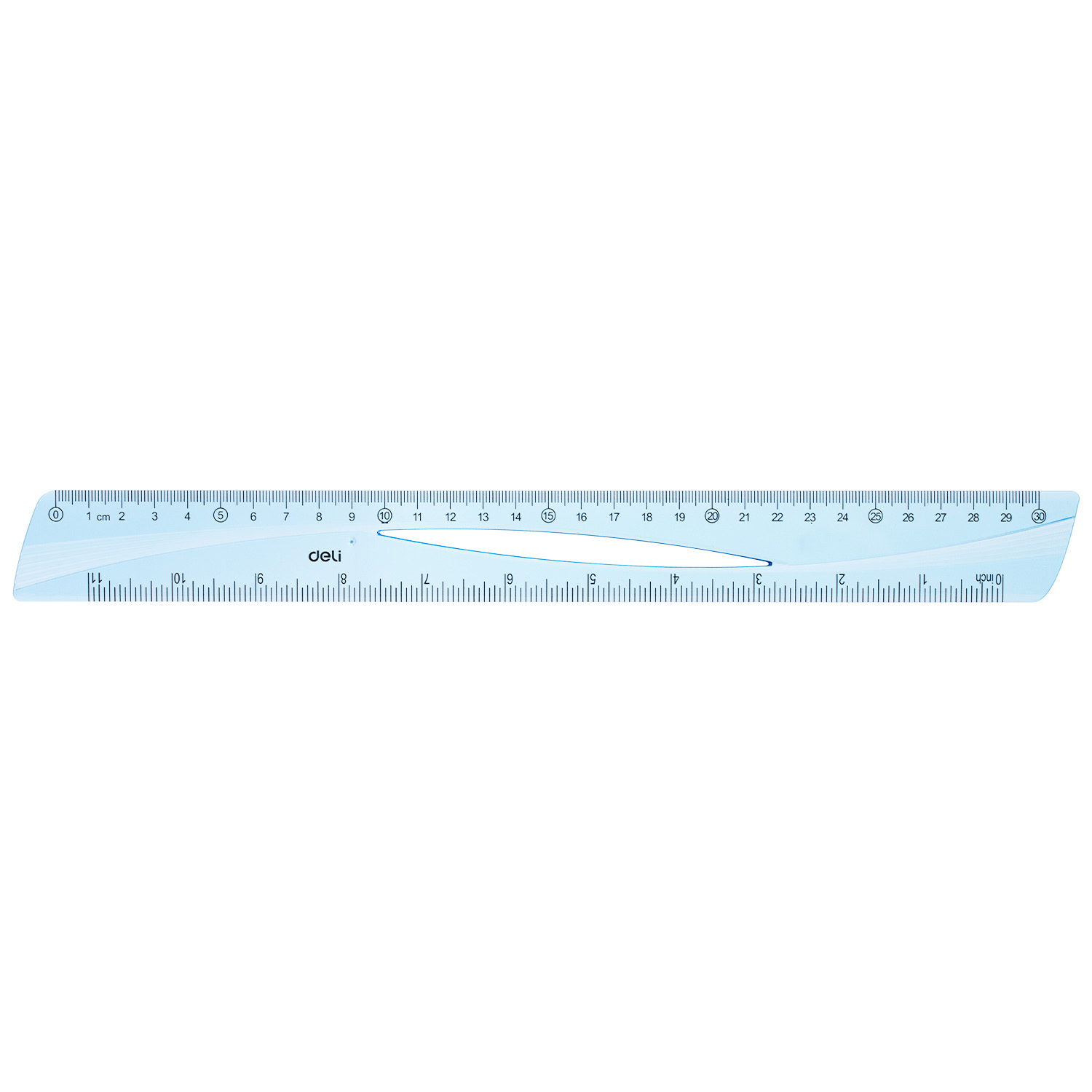 Rigla 30cm Albastra Transparenta Deli - nvpbirotica.ro