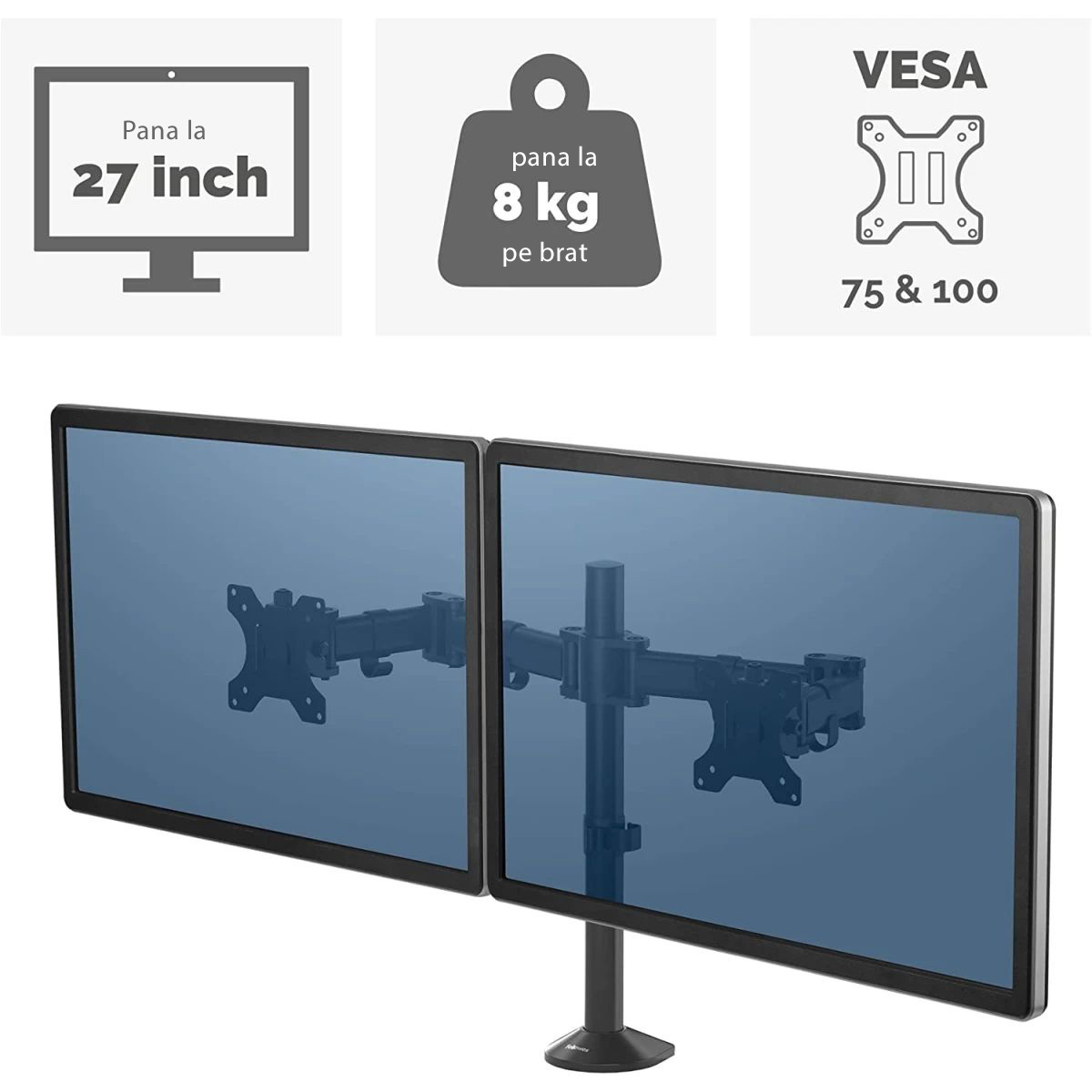 Suport Monitor 2 Brate Reflex Fellowes - nvpbirotica.ro