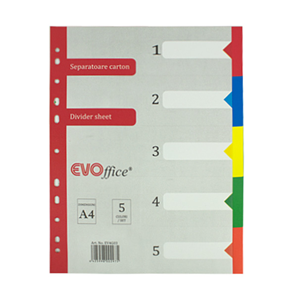 Separatoare Carton 5 Culori/Set Evoffice - nvpbirotica.ro