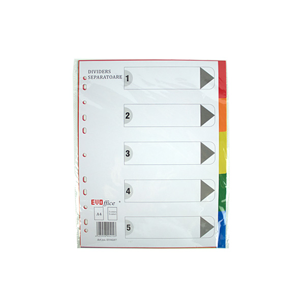 Separatoare Plastic 5 Culori/Set Evoffice - nvpbirotica.ro